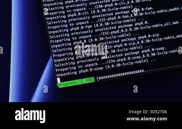 Close-up of a dark screen displaying a computer terminal with white ...