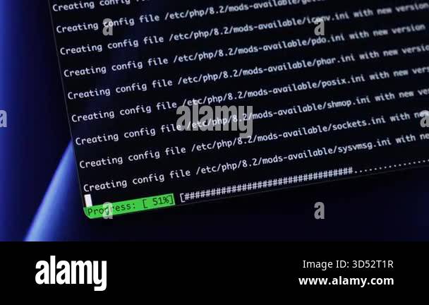 Dark computer screen's command line interface shows software ...