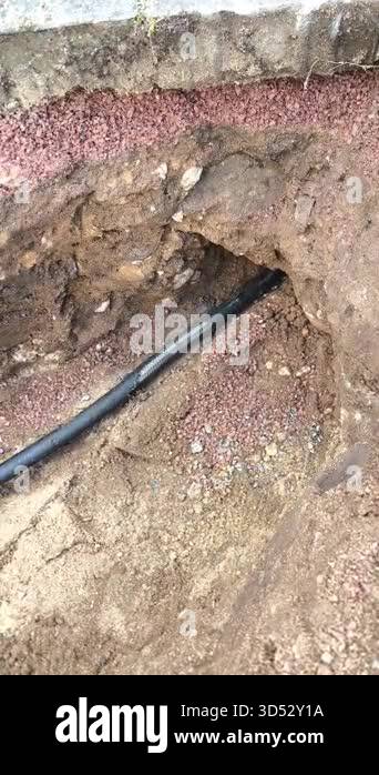 A modern trenchless utility installation method. A repair site with ...