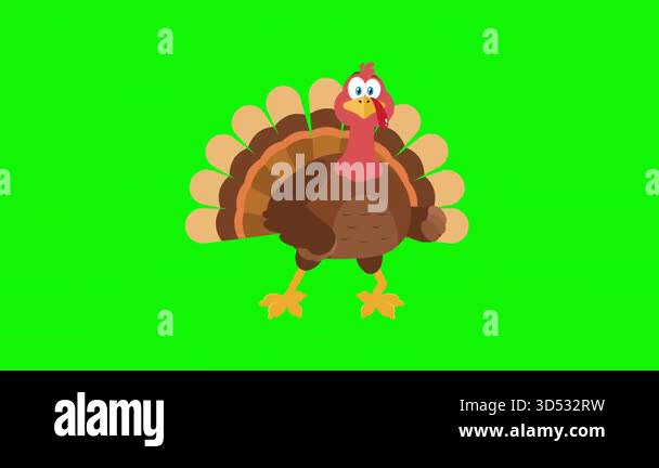 Funny Turkey Bird Cartoon Character Dancing Cheerfully 4K Animation ...
