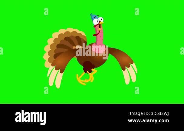 Funny Cartoon Turkey Bird Running Away in Panic 4K Animation Video ...