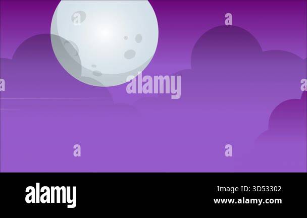 Full Moon And Clouds Moving On Night Sky 4K Loop Halloween Background Animation Video Motion ...