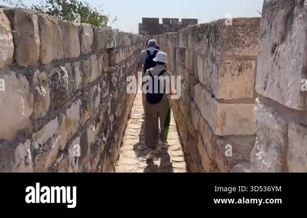 Jerusalem, Israel, October 9, 2025, People walking along the fortress ...