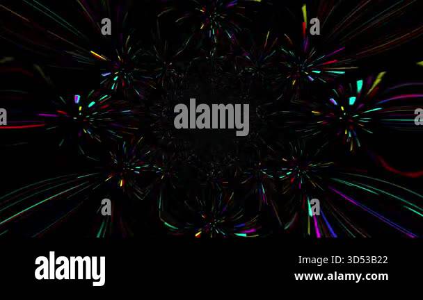 Abstract colorful light streaks exploding outward from a dark center in ...