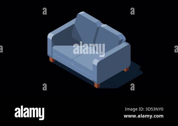 Isometric sofa animation. Modern sofa. Comfortable and cozy soft ...