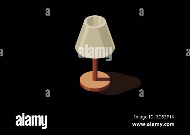 Isometric table lamp animation. Bedroom night table lamp. Elements of ...