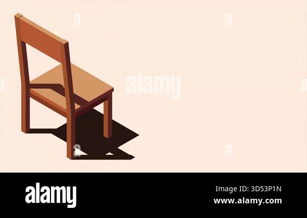 Isometric chair animation. Wooden chair. Isometric dining room ...