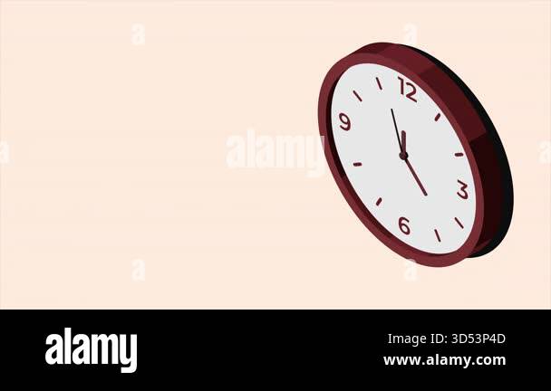Isometric wall clock animation. Circle wall clock with arrows. Home ...