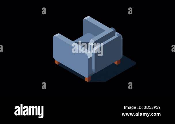 Isometric sofa animation. Modern sofa. Comfortable and cozy soft ...