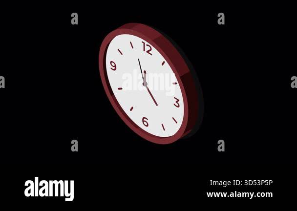 Isometric wall clock animation. Circle wall clock with arrows. Home ...