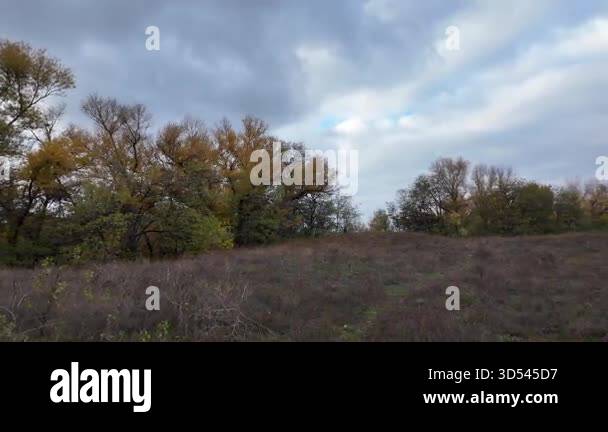 Landscape with a very cloudy sky. Weather before a storm. Sky before ...