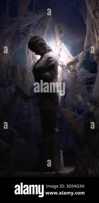 Self-isolation. Scared suffering woman tangled in huge trapped in ...