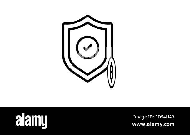 A modern outline animated icon of bitcoin safety shield Stock Video ...