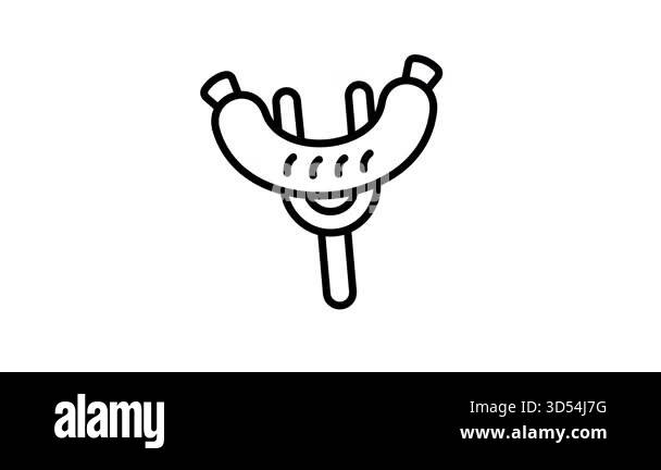 A well designed outline animated icon of sausage on a fork Stock Video ...