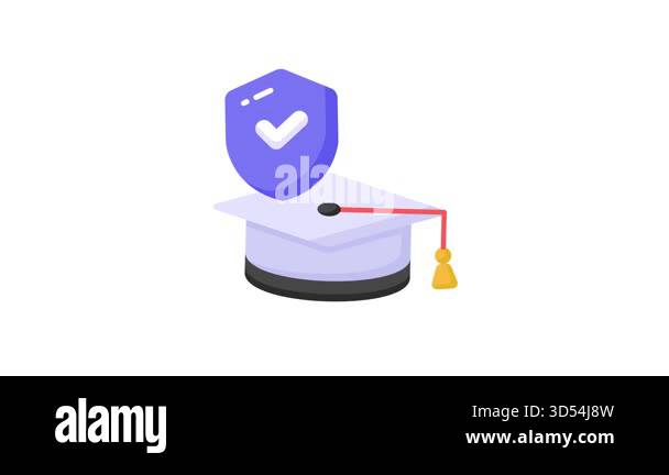 Graduation hat with safety shield, showing concept icon of education ...
