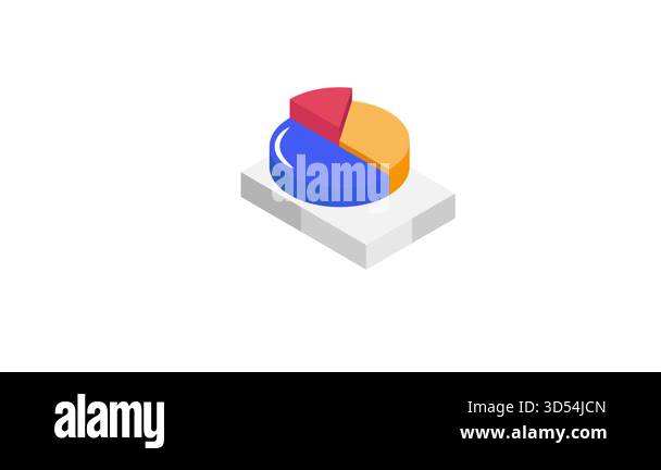 Isometric pie chart animated icon denoting data distribution, analysis ...