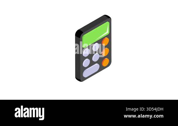 Well designed isometric animated icon of a calculator, representing ...