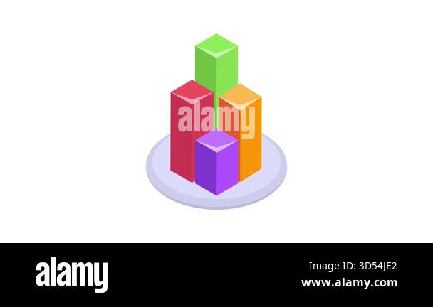 An amazing isometric animated icon of bar chart, used to visualize data ...