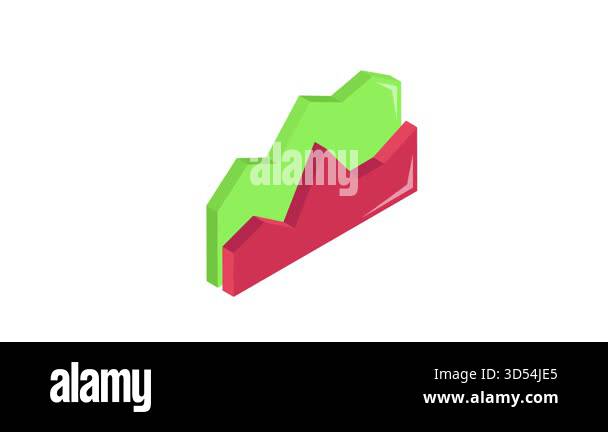 Mountain chart isometric animated icon, representing data trends ...
