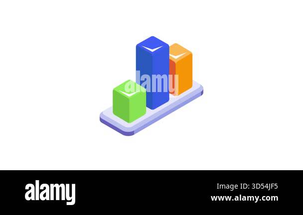 An amazing isometric animated icon of bar chart, used to visualize data ...