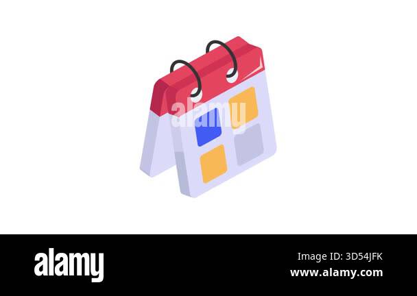 premium isometric animated icon of calendar depicting dates, schedules ...