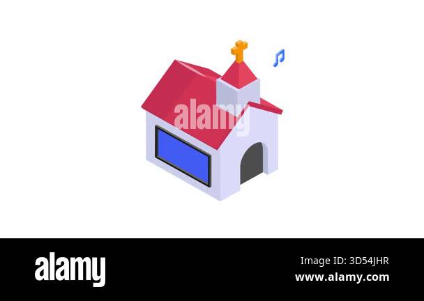 A christianity house animated vector isometric style, church animated ...