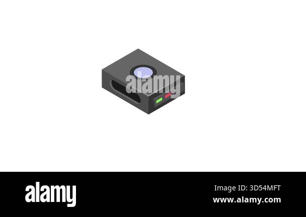Isometric CD ROM icon animation, ideal for media, storage, and retro ...