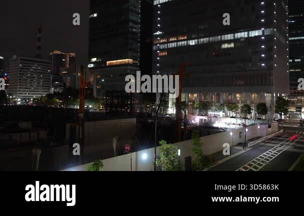 Yaesu Planned Redevelopment Site, Japan Tokyo 2024 Night Stock Video ...