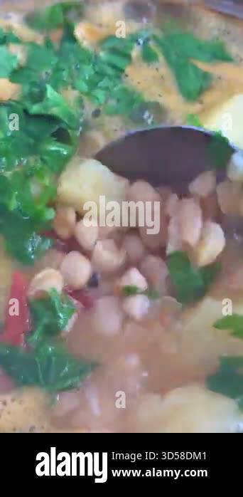 Stew with potatoes, white beans, tomatoes, and celery. Delicious home ...