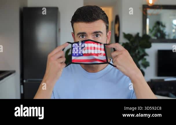 young man wearing face mask for corona coronavirus Stock Video Footage ...