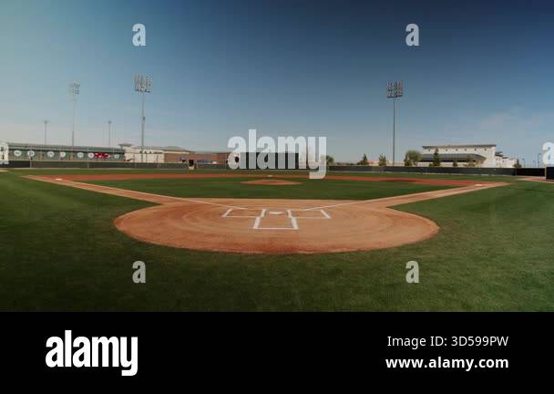 Empty Baseball Field with Dirt Infield and Outfield Grass Stock Video ...