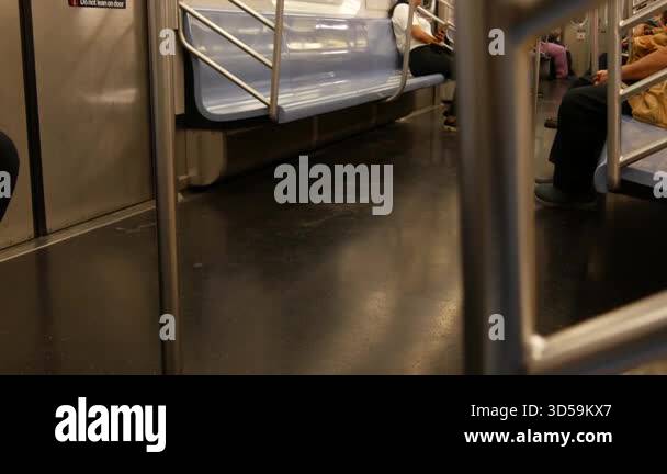 New York City, United States - 29 August 2023: Subway train, people ...