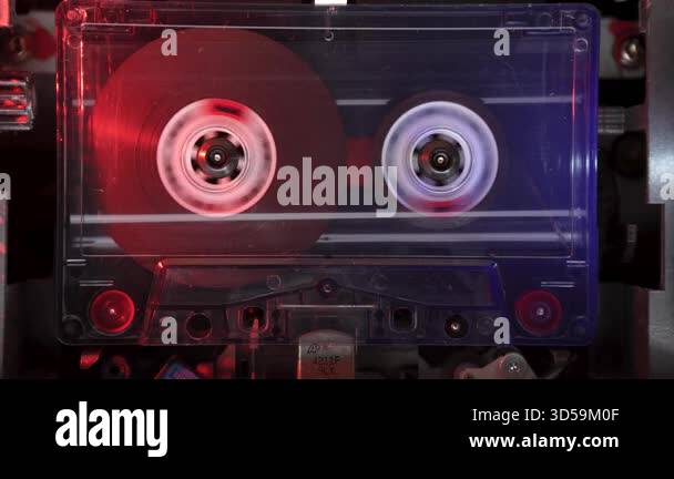 Audio Cassette Tape Playing, Time Lapse, Macro Close Up Stock Video ...