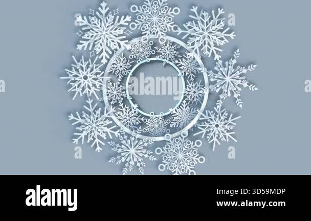 Abstract 3D winter season, xmas scene opener animation with white ...