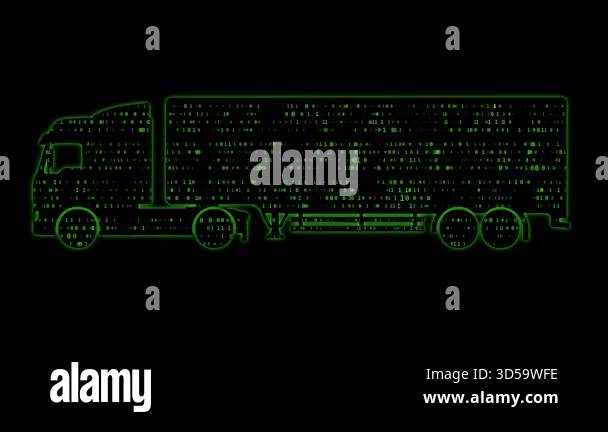 Set of 3 seamless looping animations of a glowing truck silhouette ...