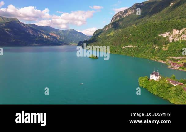 The beautiful Interlaken valley and Thunersee lake, Beatiful river at ...