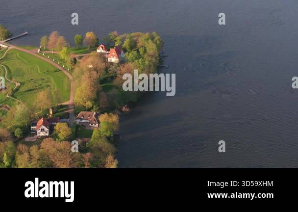 Summer panorama of Viborg, Midtjylland, Denmark. Aerial skyline view of ...