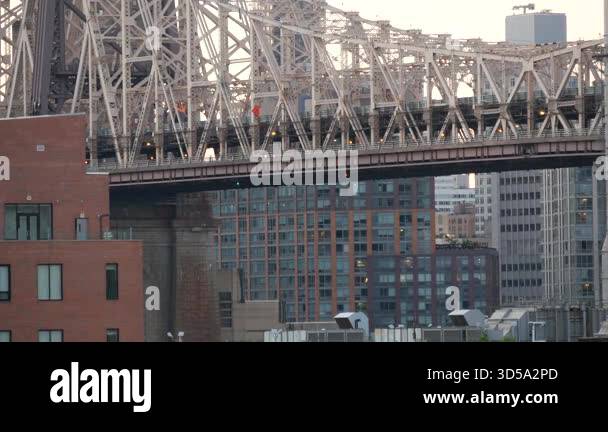 New York City Manhattan Midtown skyline from Queens, Queensboro bridge ...