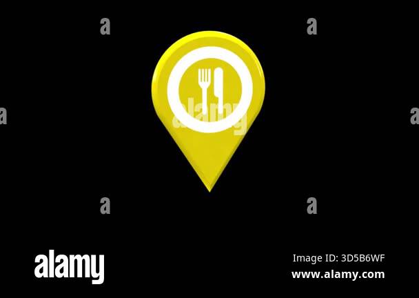 pointer icon with restaurant sign Stock Video Footage - Alamy