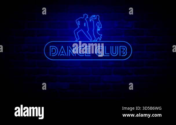 neon dance club sign on brick wall background Stock Video Footage - Alamy