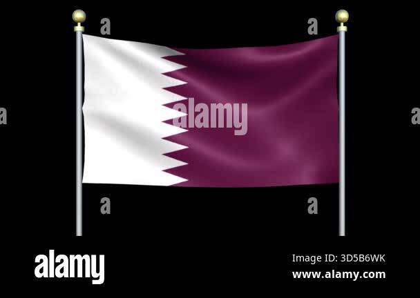 qatar flag waving on black Stock Video Footage - Alamy