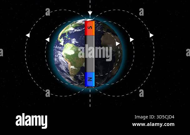 Animated demonstration of Earth's magnetic field reversal Stock Video ...