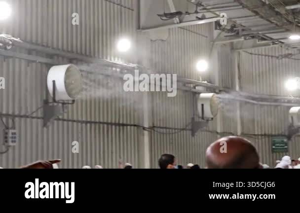 Mecca, Saudi Arabia, June 4 2024: Water sprayer fans inside Al Masjid ...