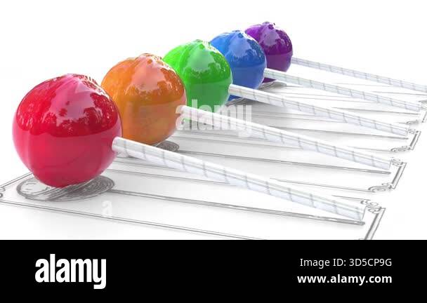 decorated colorful lollipops 3d and computer rendering animation video ...