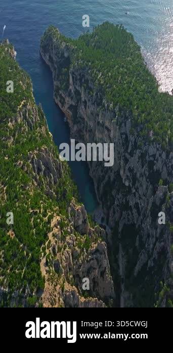 Aerial View of Calanque dEn-Vau near cassis town provence France ...