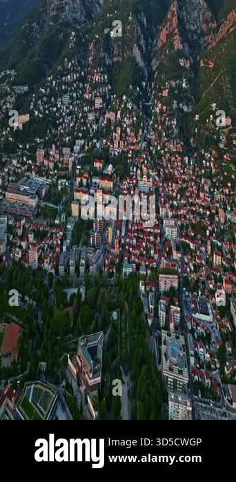 Aerial view of ancient streets and houses of the historic center of the ...
