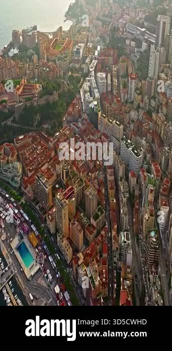 Aerial view of famous a small country Monaco on Mediterranean Sea ...