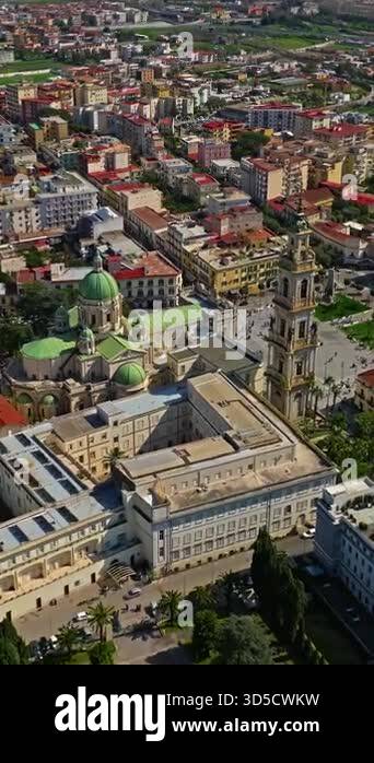 Aerial view of Pompeii. Pompeii is a large ancient Roman city, large ...