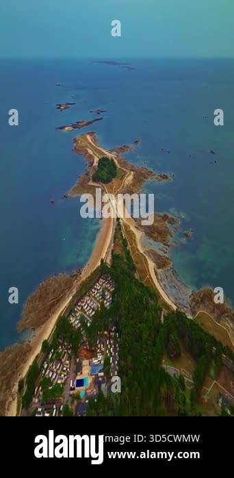 France, Quiberon. Top view wild beach. Aerial view of the French ...