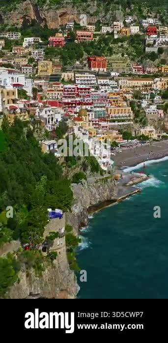 Aerial view of Positano. The famous colorful houses. Amazing ...
